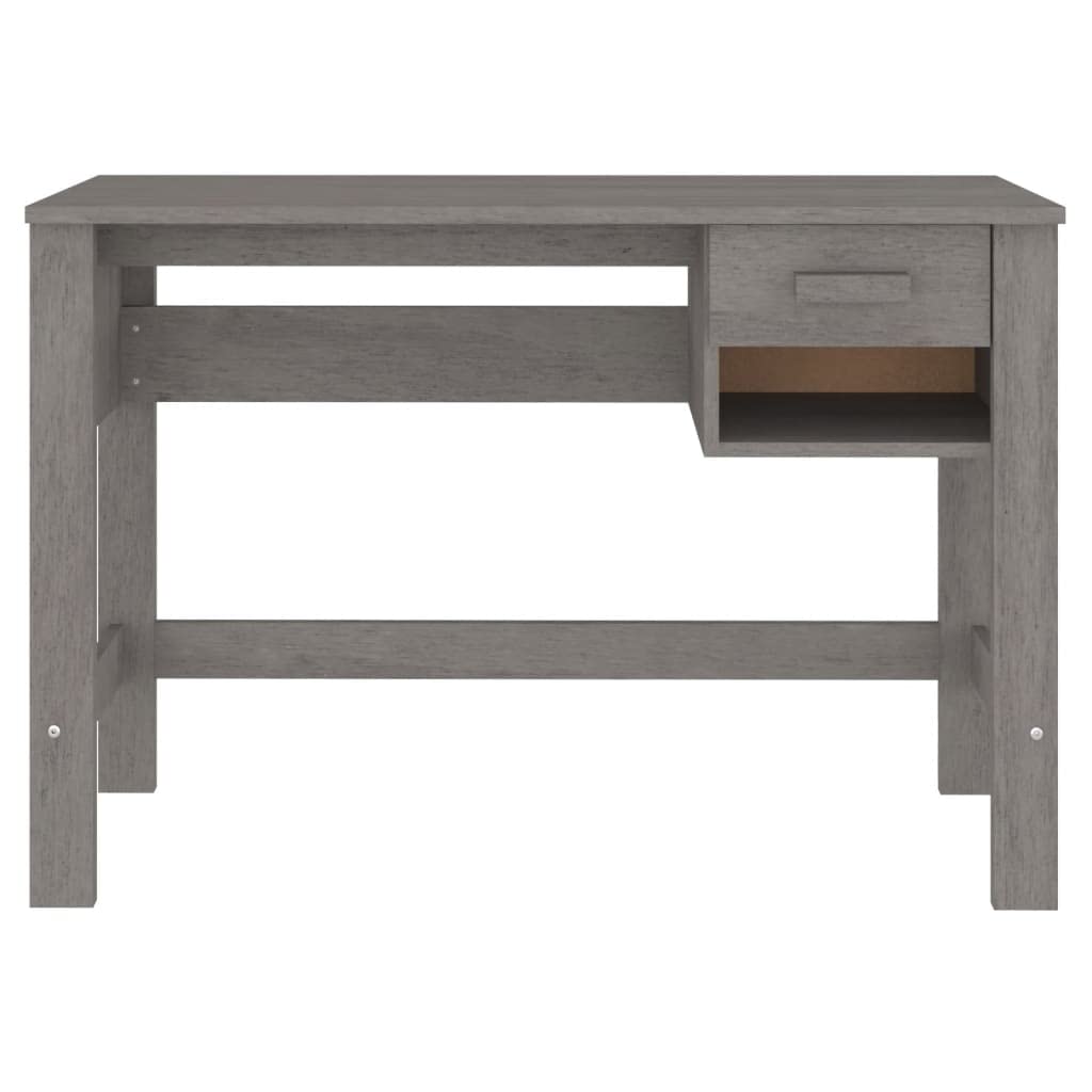 SunshineFace Computer Desk with Drawers, Office Desk with a Drawer and an Open Compartment, Writing Desk, Solid Wood Pine Study Table Makeup Vanity Console Table, Grey