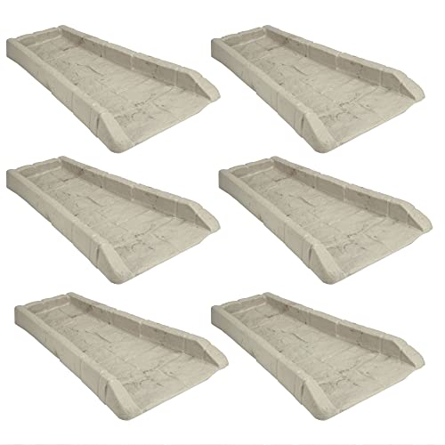 Suncast Durable Decorative Rain Gutter Downspout Erosion Prevention, Water Guard Diverter Catch Basin Tray Splash Block, Light Taupe (6 Pack)