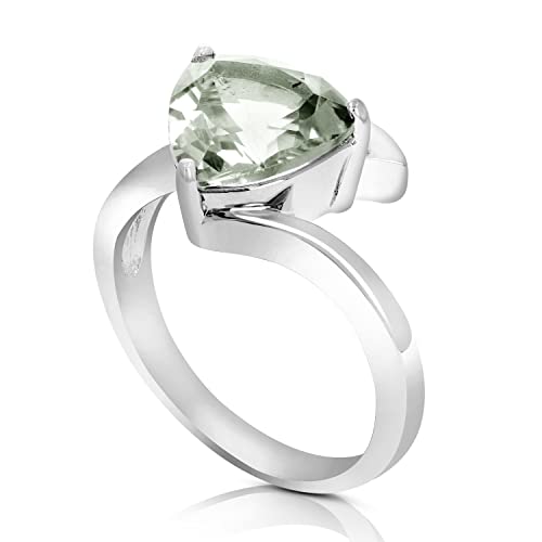 Vir Jewels 2 cttw Green Amethyst Ring .925 Sterling Silver with Rhodium Trillion Cut 10 MM Size 6