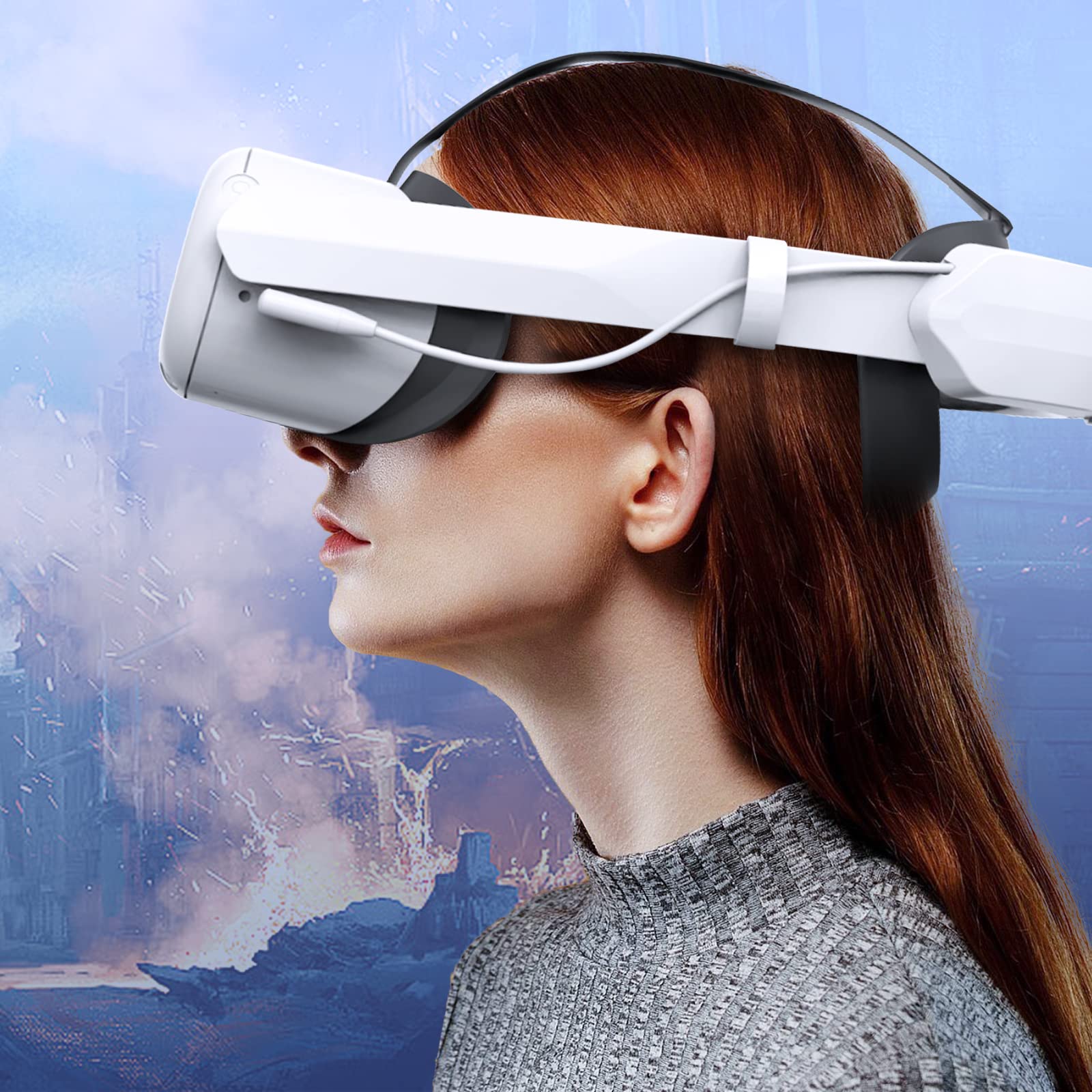 VINDIJA Head Strap for Quest 2 with Battery, Built-in 6000mAh Battery, Replacement Elite Strap for Quest 2 Accessories with Gravity Balance for Enhanced Support and Comfort
