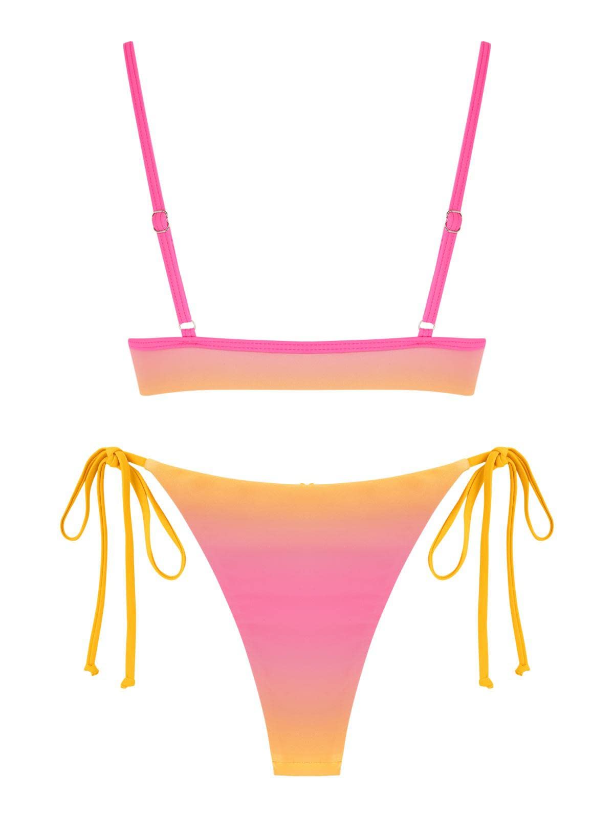 ZAFUL Women's V Wired Colorblock Bikini Set High Leg Swimwear Cheeky Swimsuit Two Piece Bathing Suits