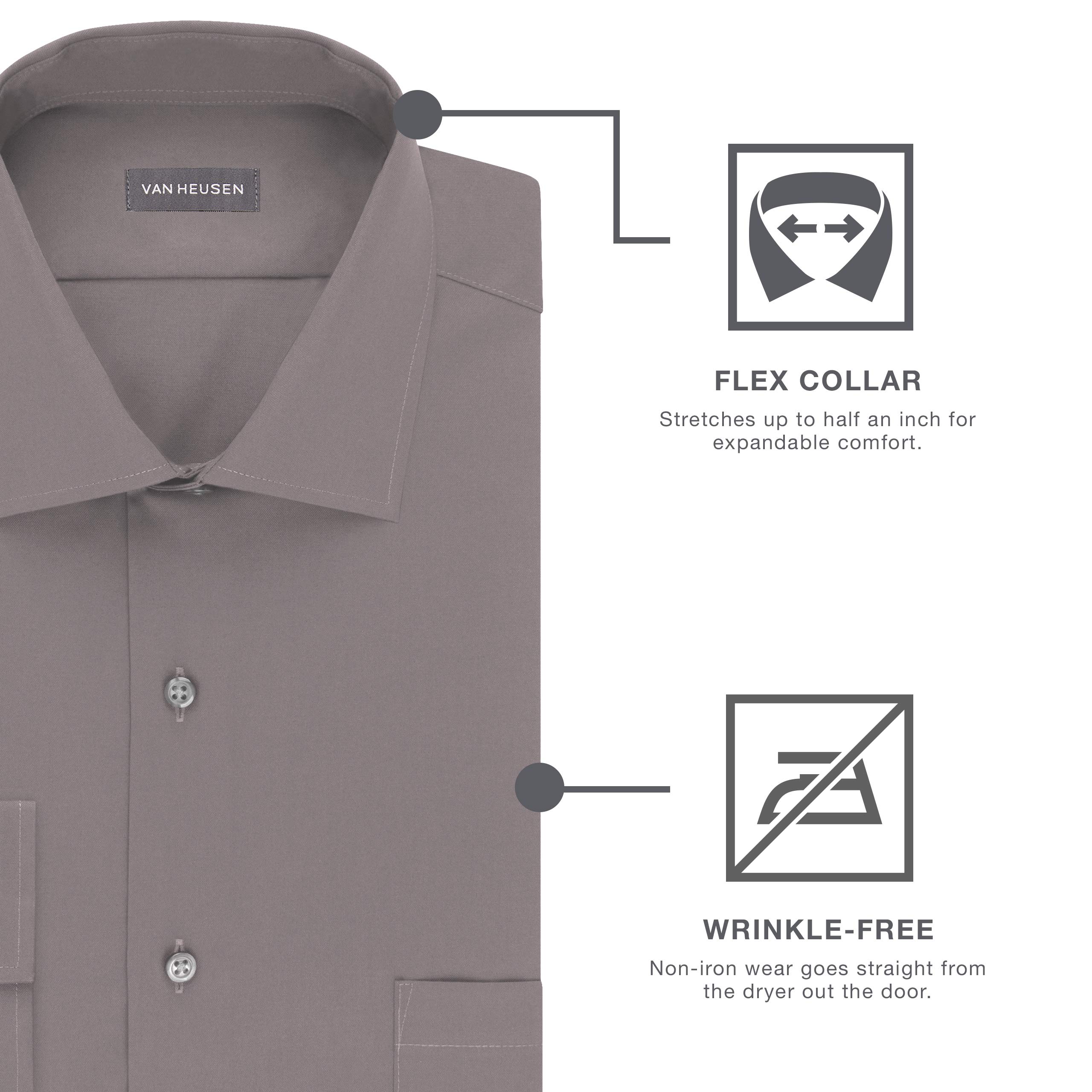 Van Heusen mens Regular Fit Flex Collar Check Dress Shirt, Midnight, 15.5 Neck 32 -33 Sleeve Medium US