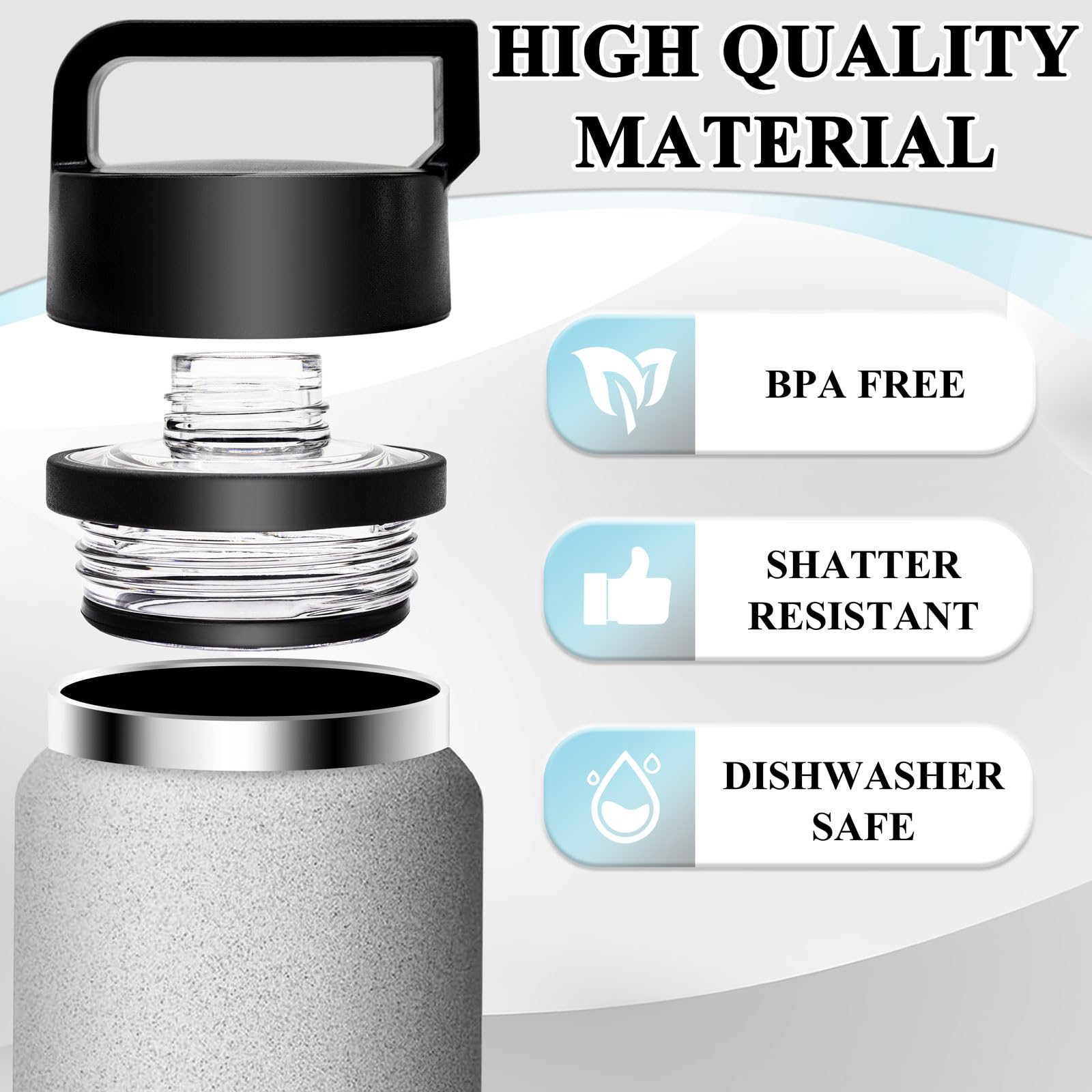 TiciKim Chug Cap for YETI Rambler Bottle Fits for 18 oz 26 oz 36 oz 64 oz Chug Replacement Lid Cap Water Bottle Accessories Compatible with Yeti Rambler Bottle Models