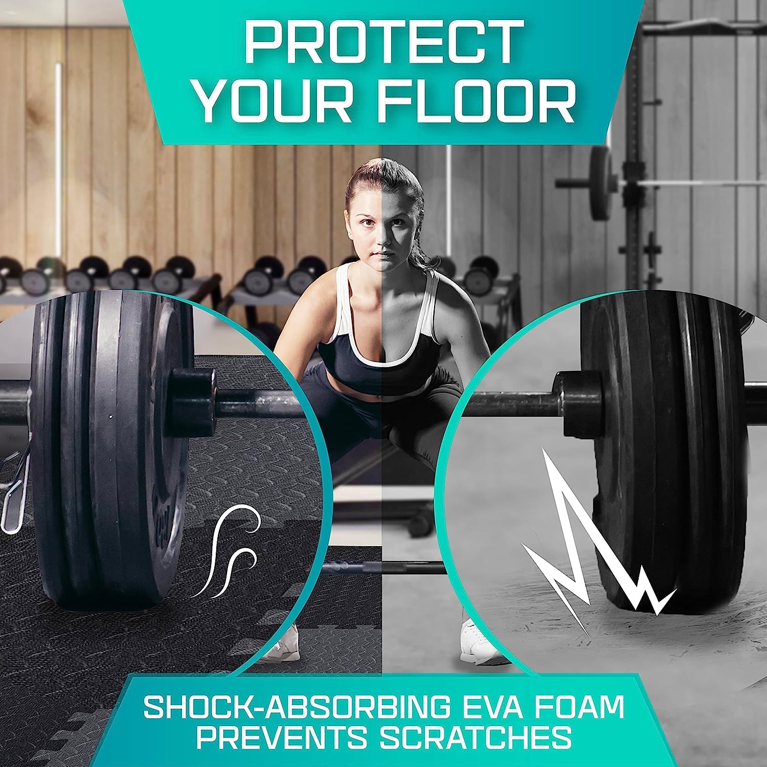 Yes4All Interlocking Exercise EVA Mat Floor Protector (120 Square Feet - Black - with Border) - ²XPAJZ (XPAJ)