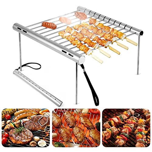 TAMYID Charcoal Grills, Portable Stainless Steel BBQ Grill Folding BBQ Grill Mini Pocket BBQ Grill Barbecue Accessories For Home Park Use For Camping