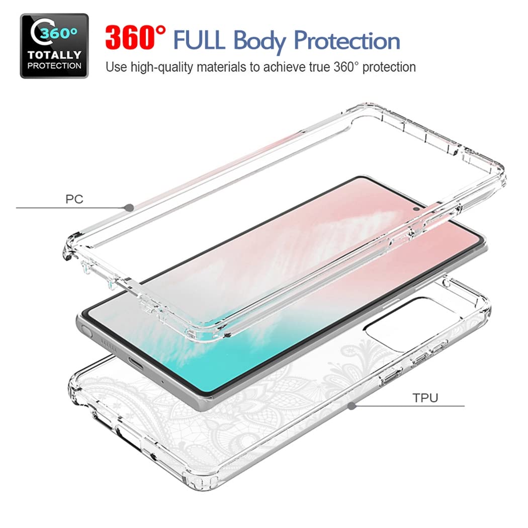Tothedu Phone Case for Galaxy Note 20 5G/Samsung Note 20 SM-N981U Case with Tempered-Glass Screen Protector, Clear Floral Pattern Full Body Protective Cover Cases for Samsung Galaxy Note20 5G (Flower)