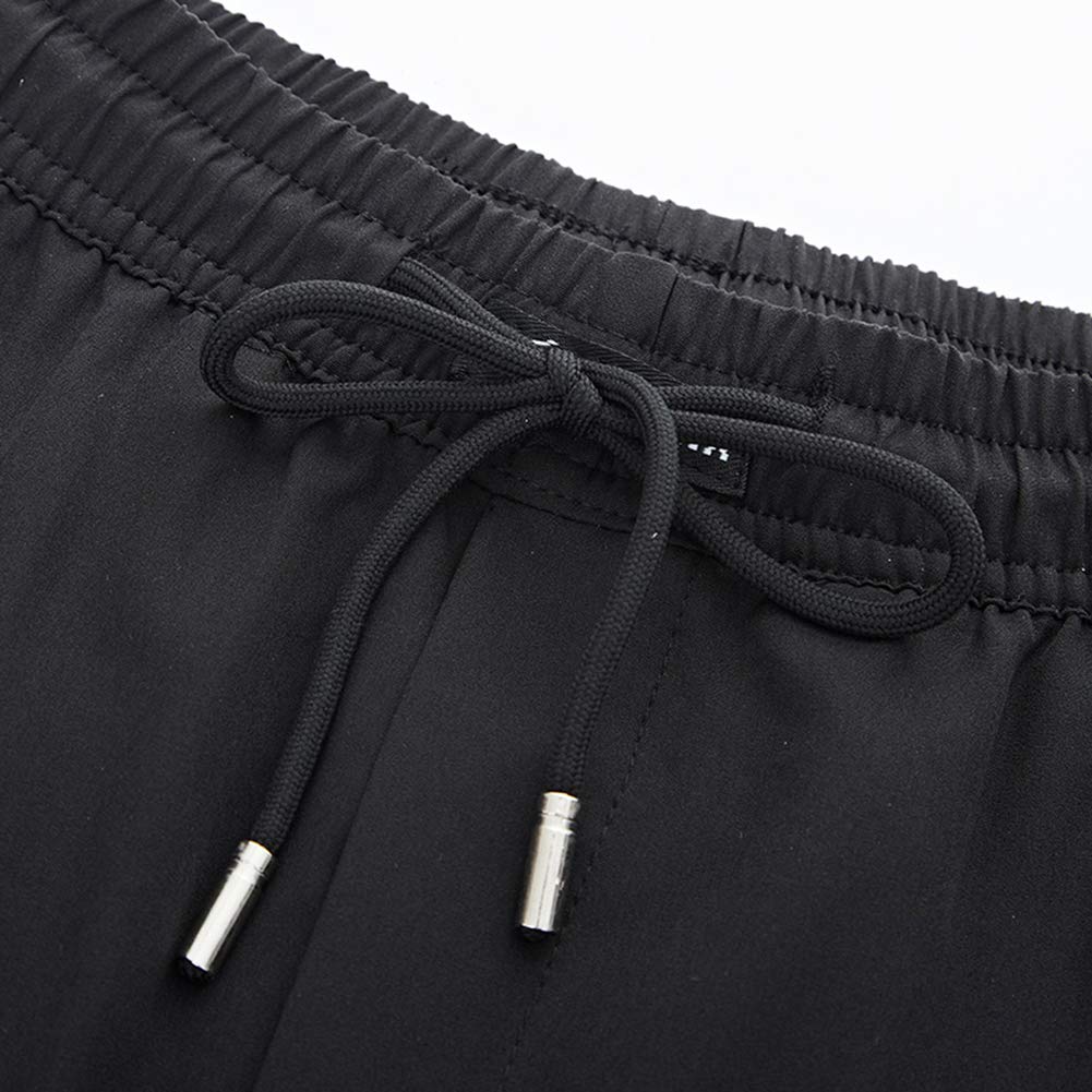 Wohthops Men's Flat Front Pants Jogging Cycling Running Loose Sportswear Pants Dark Blue, 40