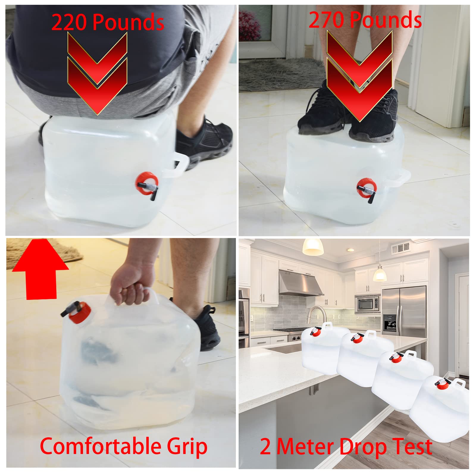 WMXWAN 80gallon(300litres) Water Storage Containers, Emergency Water Storage 15pcs×5.3gallon/20l,Collapsible Water Containers, BPA Free 5Gallon Water Jug Water Tank with Spigot For Fishing, Camping.