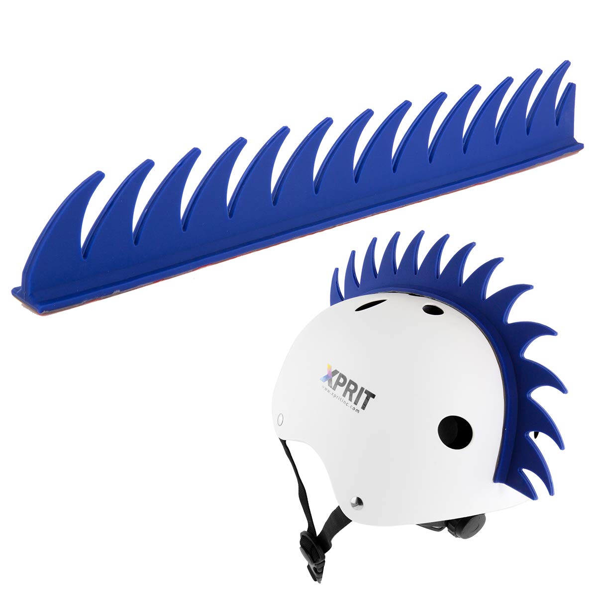 XPRIT Mohawk, Warhawk Wig Accessory Adhesive/Stick On Helmet for Skateboarding, Dirt-Bikes, Motorcycle, Cycling (Blue Warhawk)