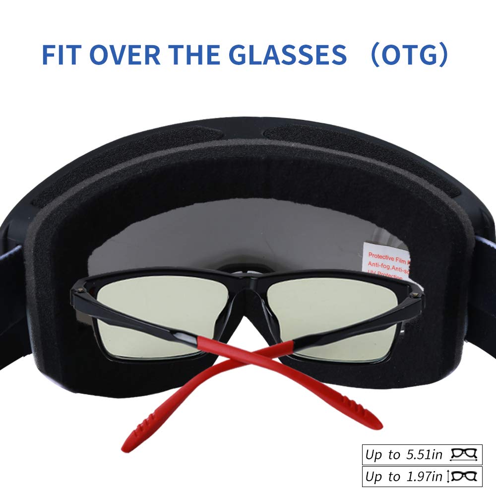 XR Ski Snowboard Goggles Anti Fog UV Protection Snow Goggles for Men Women Youth (Silver)