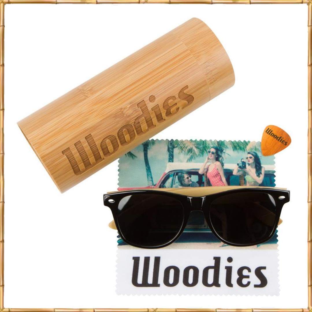 Woodies Polarized Zebra Wood Sunglasses with Free Bamboo Sunglasses Case for Men and Women | 100% UVA/UVB Protection