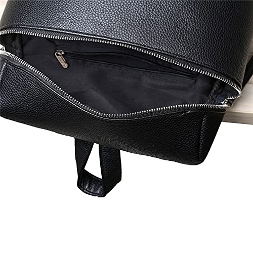 WOBBLO Backpacks Women Backpack White And Black Lady Travel PU Leather Backpacks Female Rucksack Bag (Color : Black)