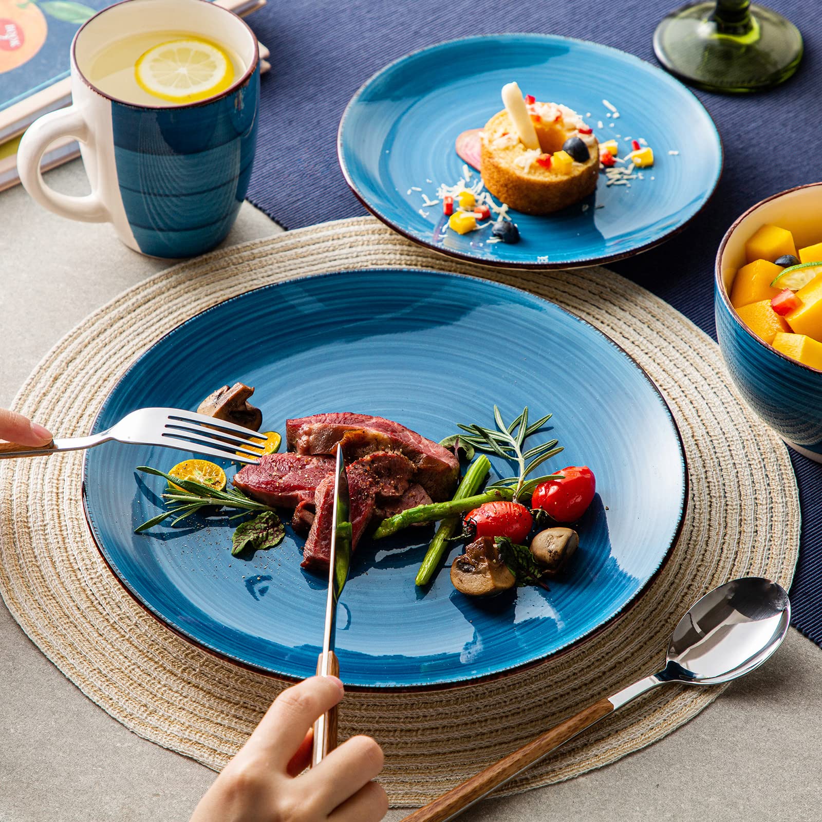 vancasso Stoneware Dinnerware Set, 32 Pieces, Blue
