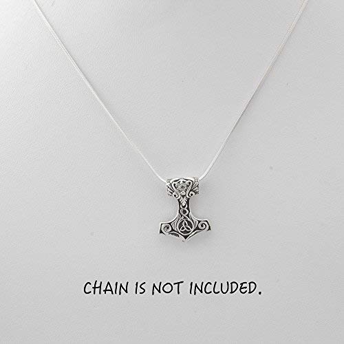 WithLoveSilver Sterling Silver Trinity Celtic Viking Amulet Hammer of Thor (Mjolnir) Pendant