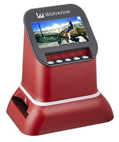 Wolverine F2D Saturn Digital Film & Slide Scanner - Converts 120 Medium Format, 127 Film, Microfiche, 35mm Negatives & Slides to Digital JPEG - Large 4.3" LCD w/HDMI Output (Red)
