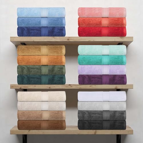 Superior Egyptian Cotton Pile 6 Piece Towel Set, Includes 2 Bath, 2 Hand, 2 Face Towels/Washcloths, Ultra Soft Luxury Towels, Thick Plush Essentials, Guest Bath, Spa, Hotel Bathroom, White