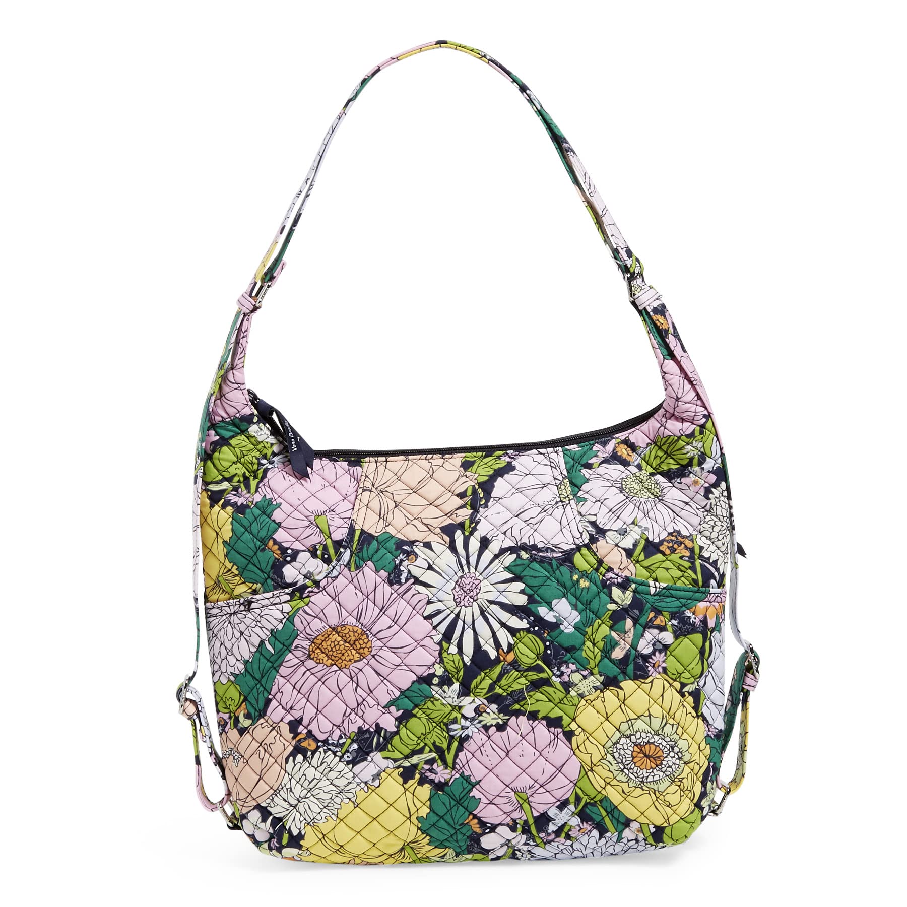 Vera Bradley Women's Cotton Convertible Backpack Shoulder Bag, Black - Recycled Cotton, One Size