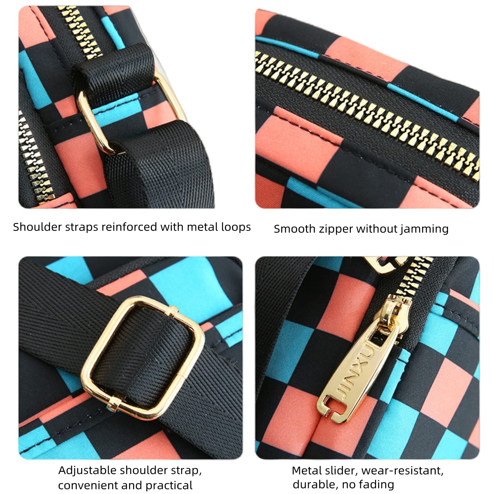 WYAQJLV Small Crossbody Cell Phone Purse for Women Girls Mini Messenger for Checkered Shoulder Bag Wallet (black and white plaid)