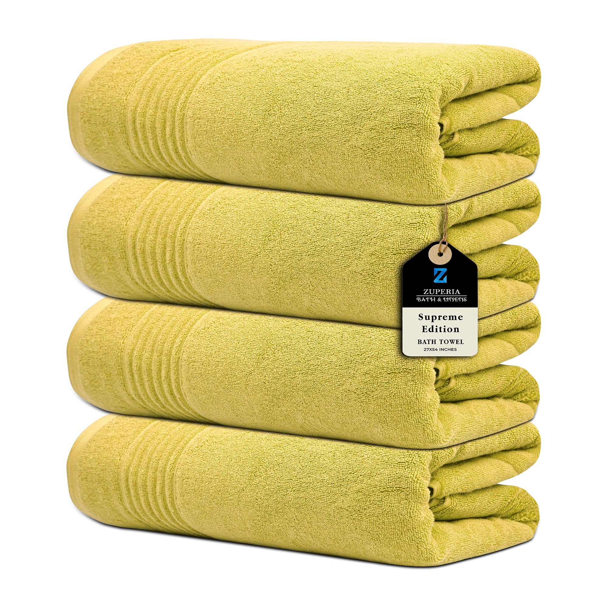 ZUPERIA Supreme Edition Bath Towels 700 GSM - 27 x 54 Inches, 100% Cotton Large Bathroom Shower Towels - Highly Absorbent for The Ultimate Experience (4 Pack,Grey)