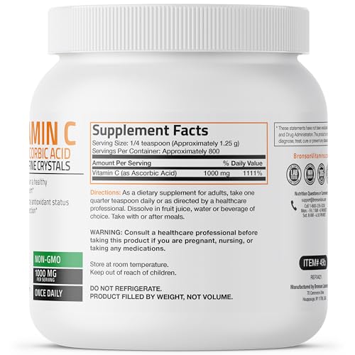 Vitamin C Powder Pure Ascorbic Acid Soluble Fine Non GMO Crystals β Promotes Healthy Immune System and Cell Protection β Powerful Antioxidant - 1 Kilogram (2.2 Lbs)