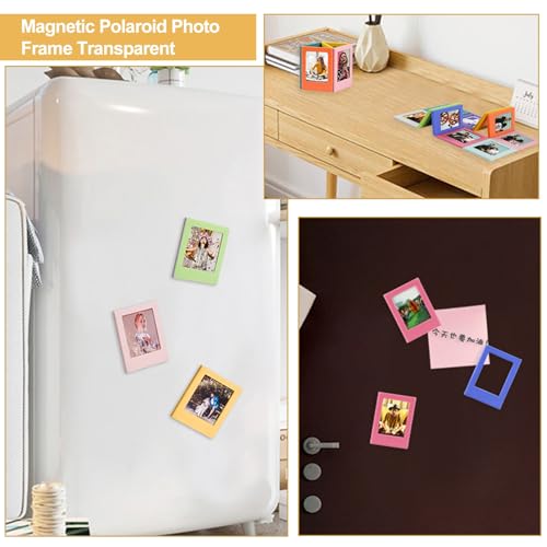 ulafbwur Fridge Magnetic Photo Frame 2pcs Exquisite Workmanship Colorful Strong Magnet Picture Frames for Home Room Polaroid Rose Red