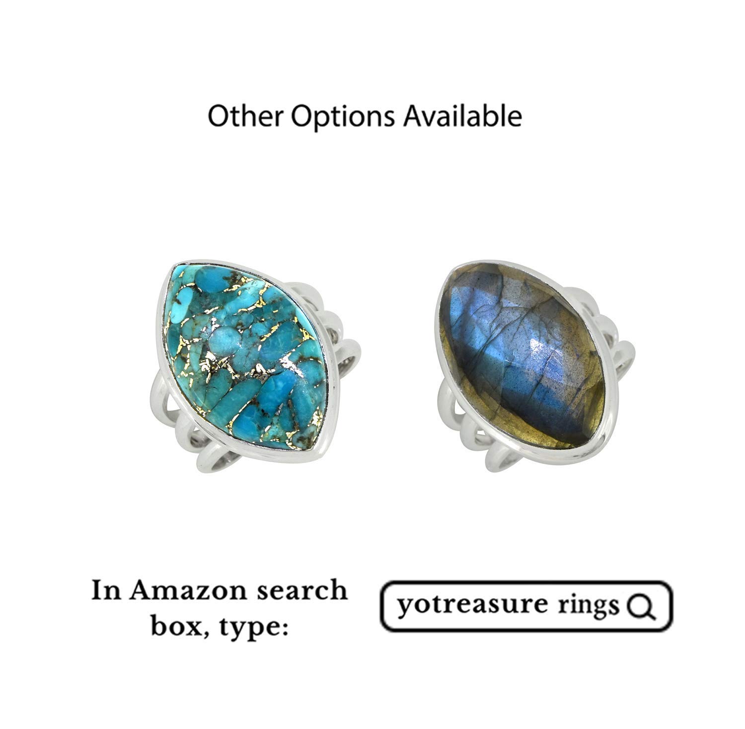 YoTreasure Blue Turquoise Solid 925 Sterling Silver Split Shank Ring Jewelry