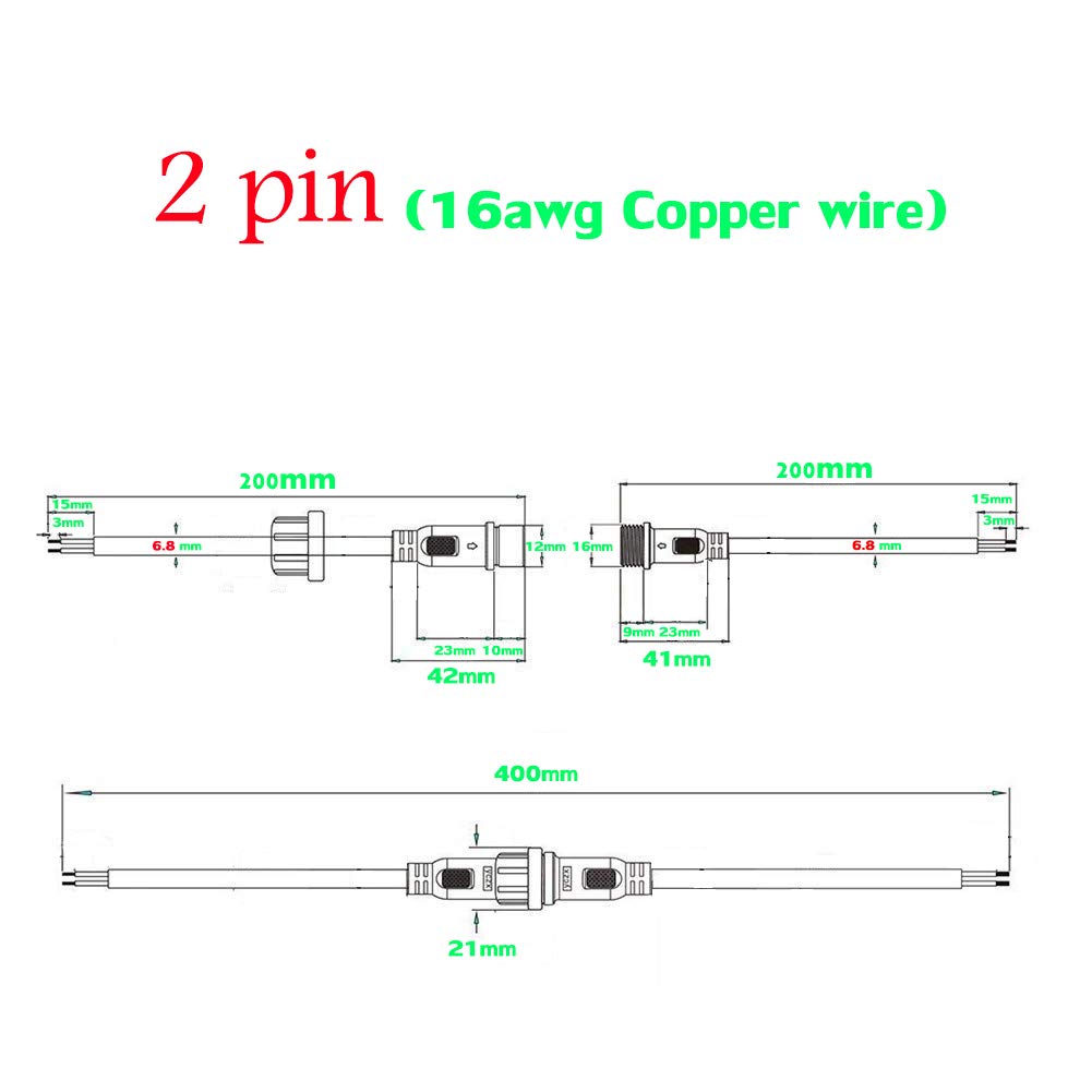 YETOR Waterproof Extension Cable 3Pin,16AWG Extension Lead Waterproof Cord,IP68 Extension Cable for Solar Spotlights,Garden Spike Lights,LED Strip Lights (3pin 9.84FT)