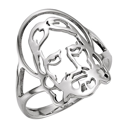 Sterling Silver Face of Jesus Ring - Size 9