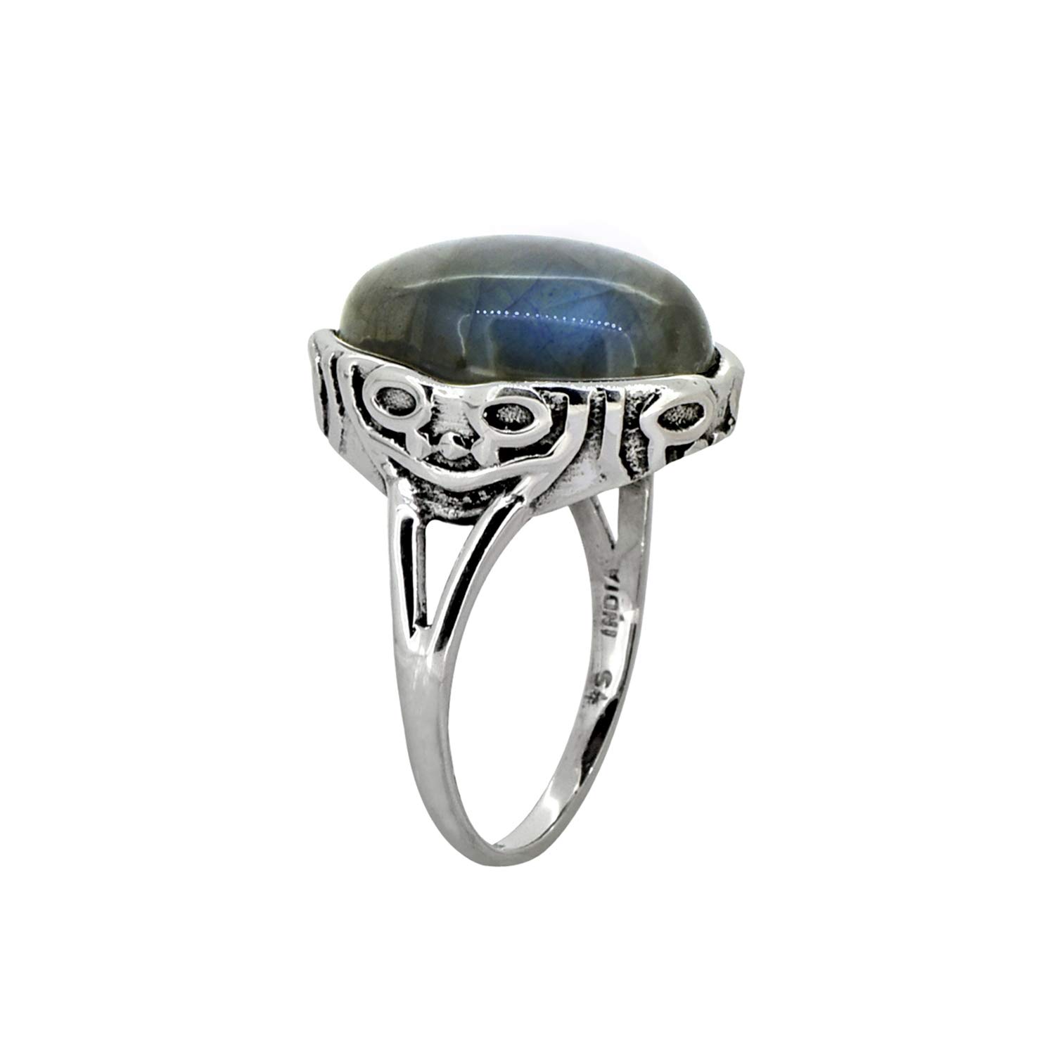 YoTreasure Labradorite Solid 925 Sterling Silver Split Shank Gemstone Ring