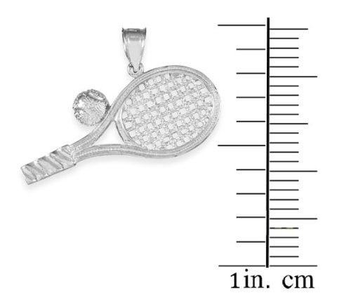 Sports Charms Sterling Silver Smashing Racquet and Ball Charm Tennis Pendant