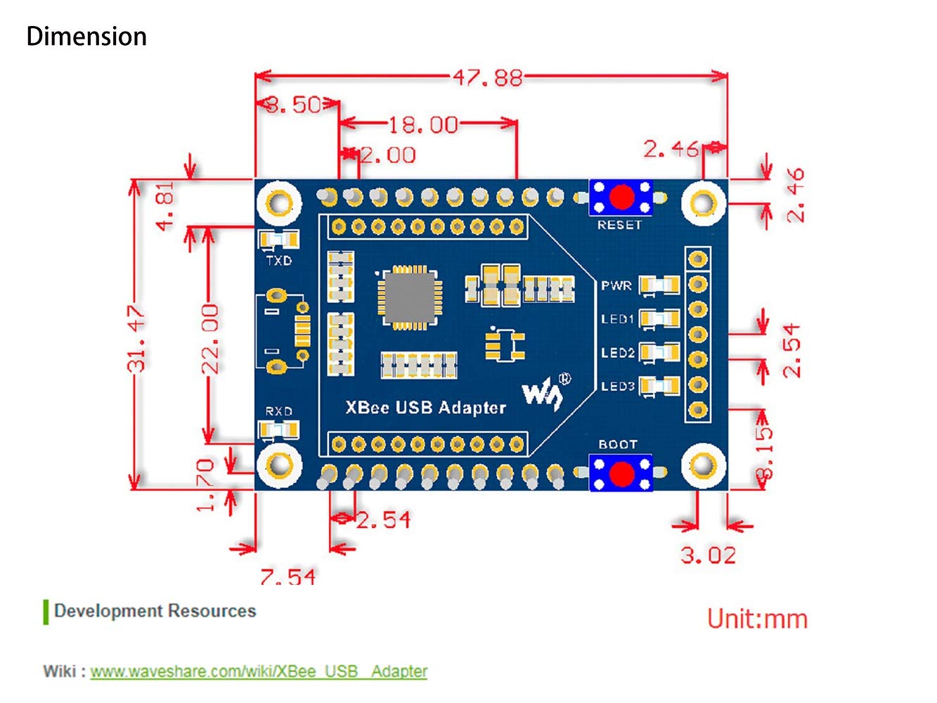 waveshare XBee USB Adapter UART Communication Board XBee Interface USB Interface Onboard Buttons/LEDs for Easy Testing,Program/Configure XBee Module