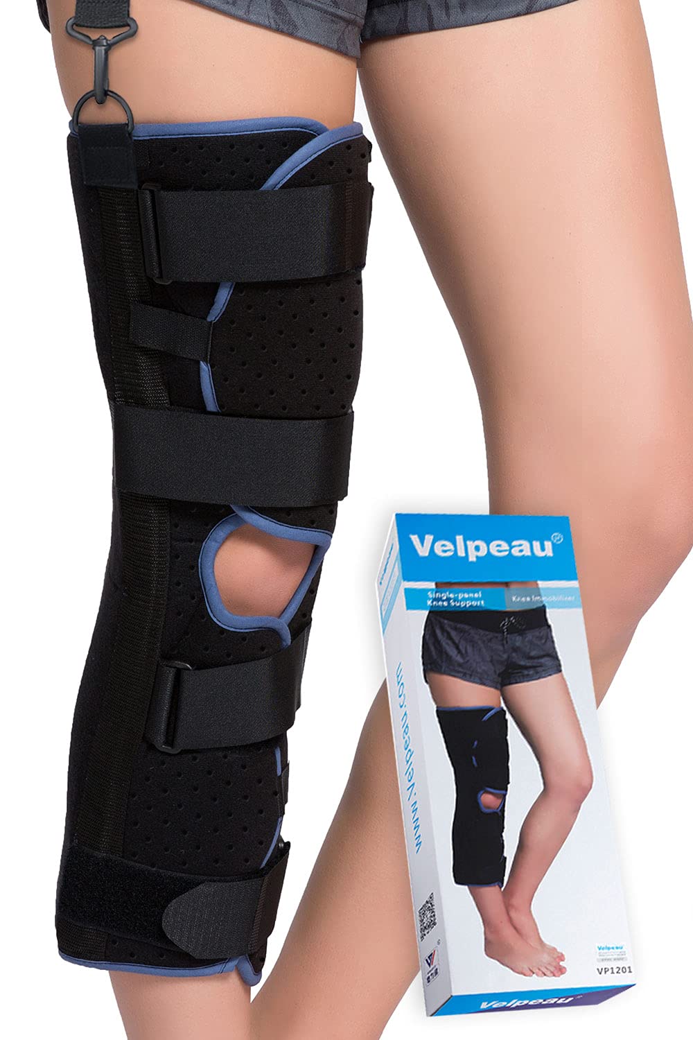 Velpeau Knee Immobilizer - 22" Length - Suitable For Sleep - Full Leg Brace - Straight Knee Splint - Support for Knee Post-Pre-operation & Surgery Recovery (Large)