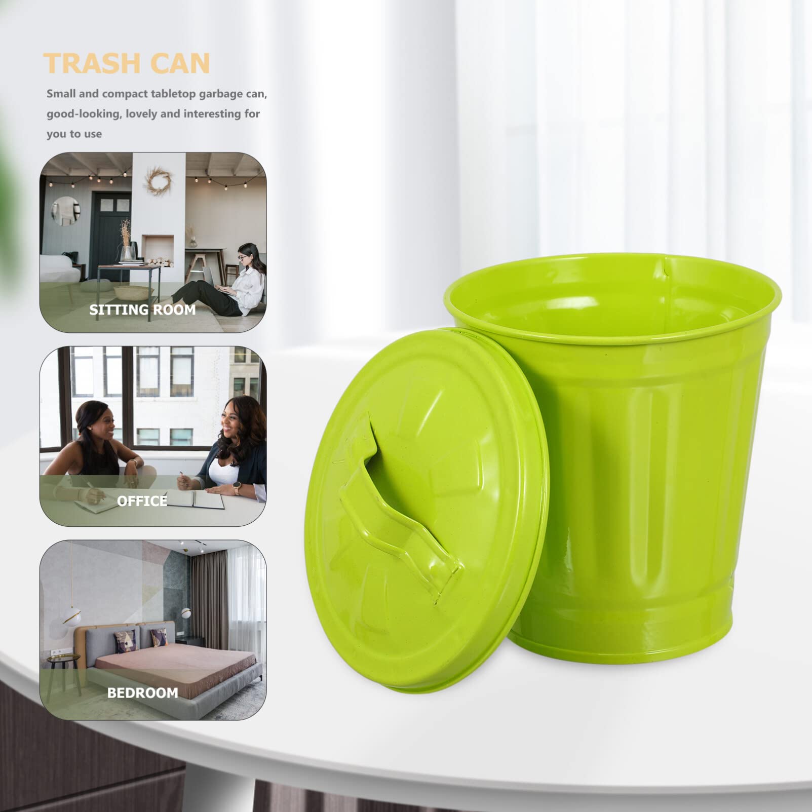 ULTECHNOVO Mini Trash Can with Lid, Desktop Small Trash Can, Office Plastic Garbage Can Countertop Tiny Waste Garbage Can Basket Succulent Pots Toy Bin for Office Parlor Car Bedroom