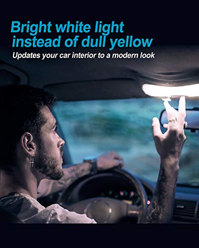 Yorkim 194 LED Bulbs White 6000k Super Bright 5th Generation, T10, 168 LED Bulb for Car Interior Dome Map Door Courtesy License Plate Lights W5W 2825, Pack of 10