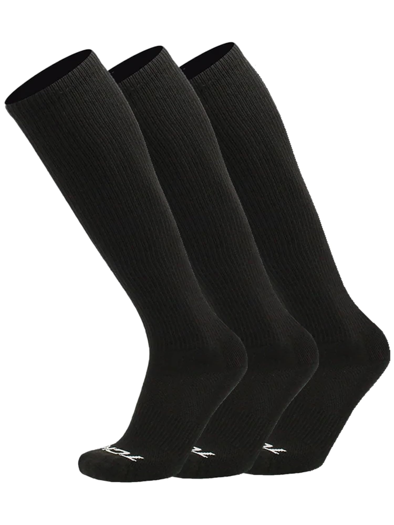 TCK Over the Calf Work Socks 3 Pair Moisture Wicking for Men and Women (Black, Large)