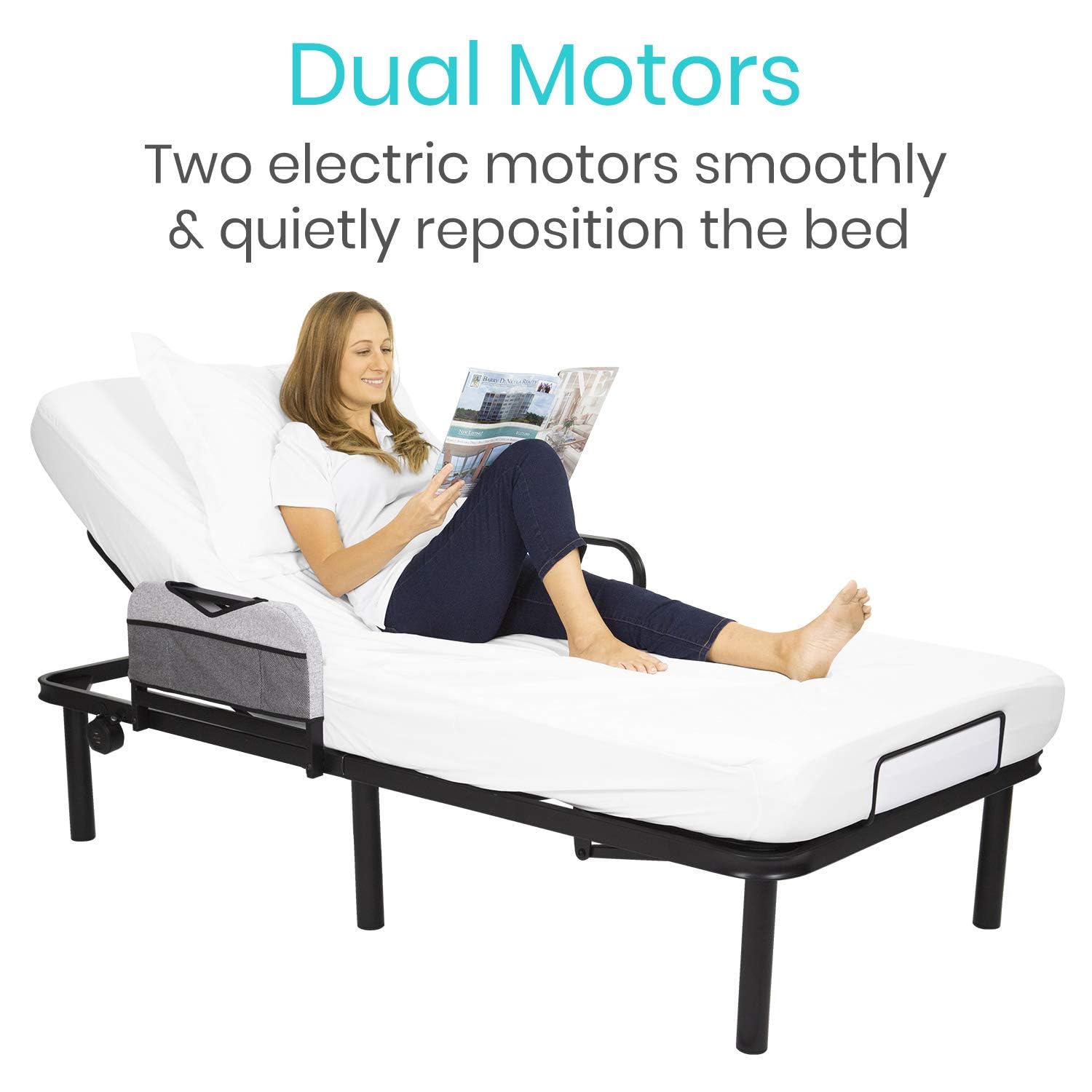 Vive Adjustable Bed Base Frame (Twin) - Electric Heavy Duty Metal Platform Bed Frame with Adjustable Base for Hospital Mattress - Remote for Head, Leg & Foot Incline - Dual USB Ports - Easy Assembly