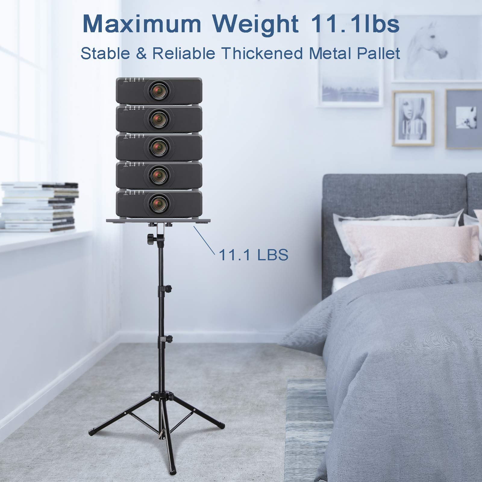 YouMeekc Laptop Stand, Adjustable & Foldable Tripod with Gooseneck Phone Holder, Suitable for Laptop, Projector, DJ Equipment, Office
