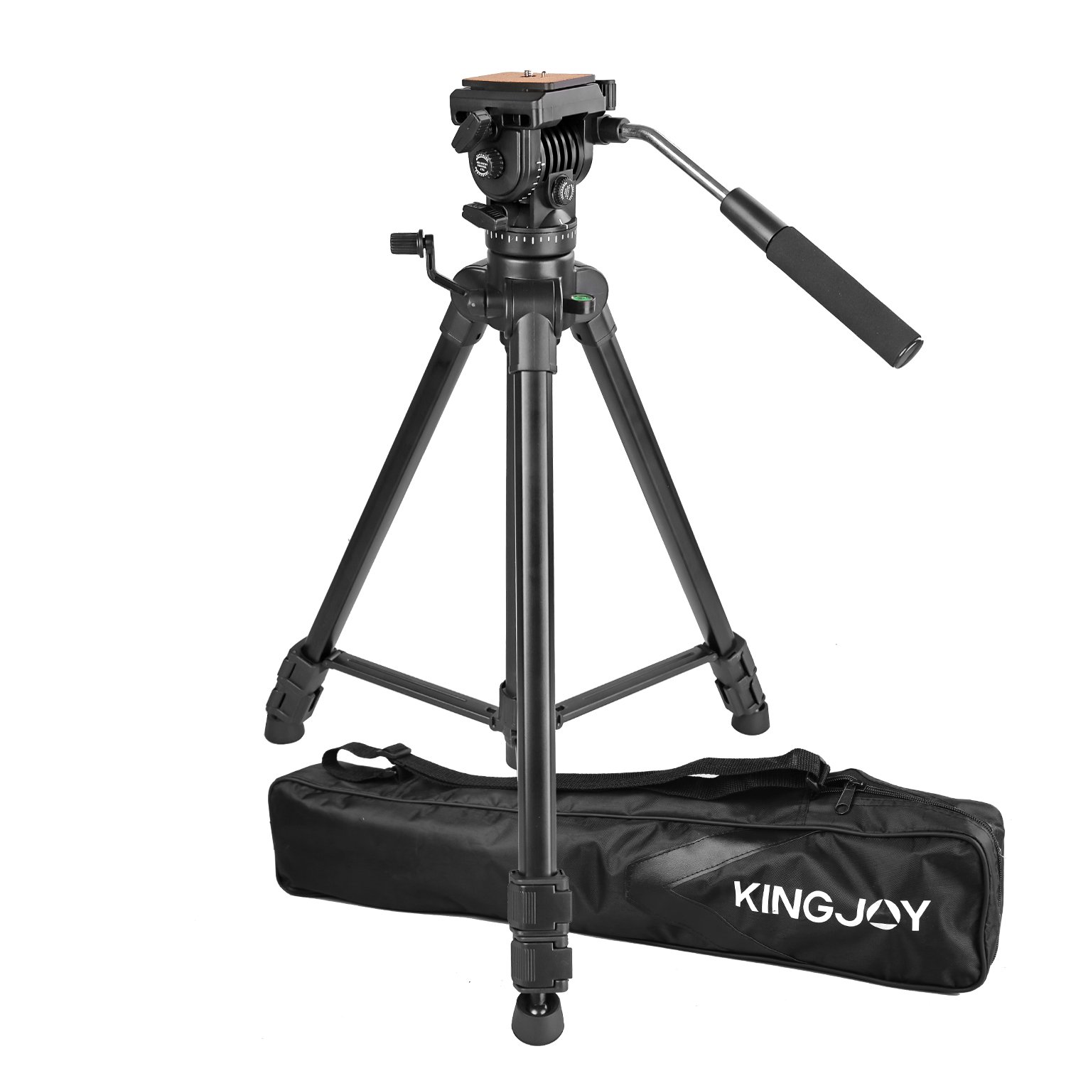 Video Tripod with Fluid Head, Kamisafe VT-1500 Heavy Duty Tripod Camera Stand Fluid Head Tripod for Video Camera DSLR Camcorder Nikon Canon Sony with Carry Bag, Extends to 65", Max Load 22 lbs