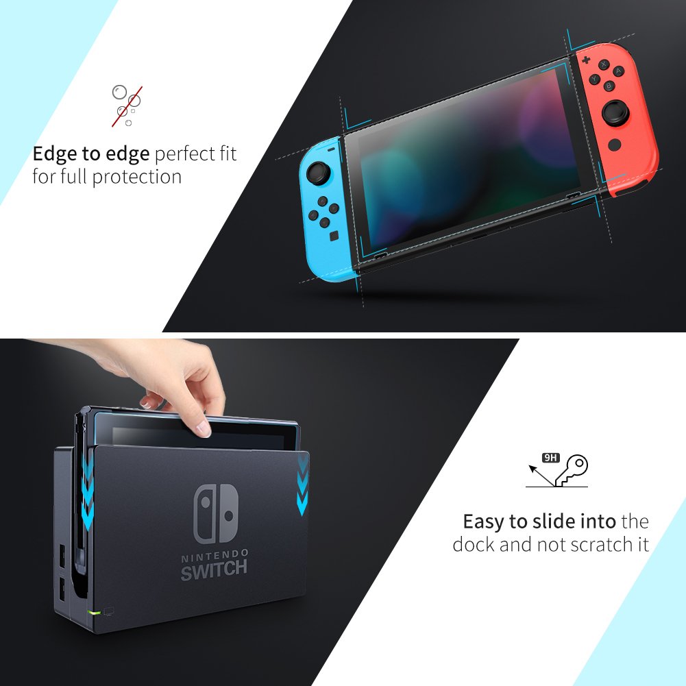 UGREEN Switch Screen Protector for Nintendo Switch Tempered Glass 2 Pack Screen Saver Protector Film with Transparent HD Clear Anti-Scratch