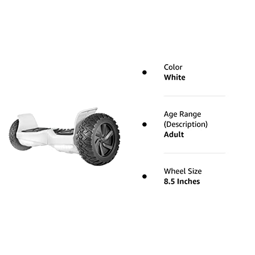 XPRIT 8.5'' All Terrain Off-Road Hoverboard w/Bluetooth Speaker, LED Lights, UL2272 Certified (WHITE)