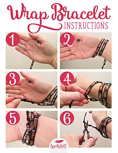 SPUNKYsoul Chakra Awareness Leather 3 Wrap and Crystal Bracelet for Women (Brown)