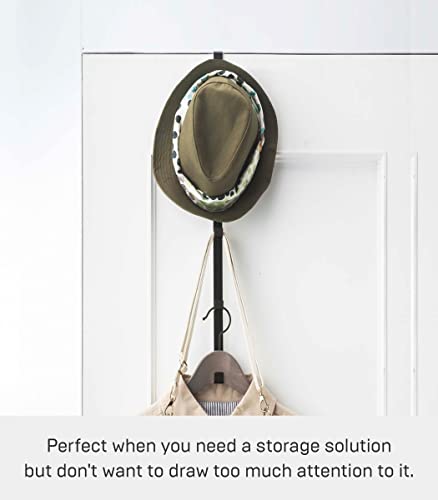 Yamazaki Home 7646 Over The Door Hooks - Vertical Hanging Coat Rack, Black