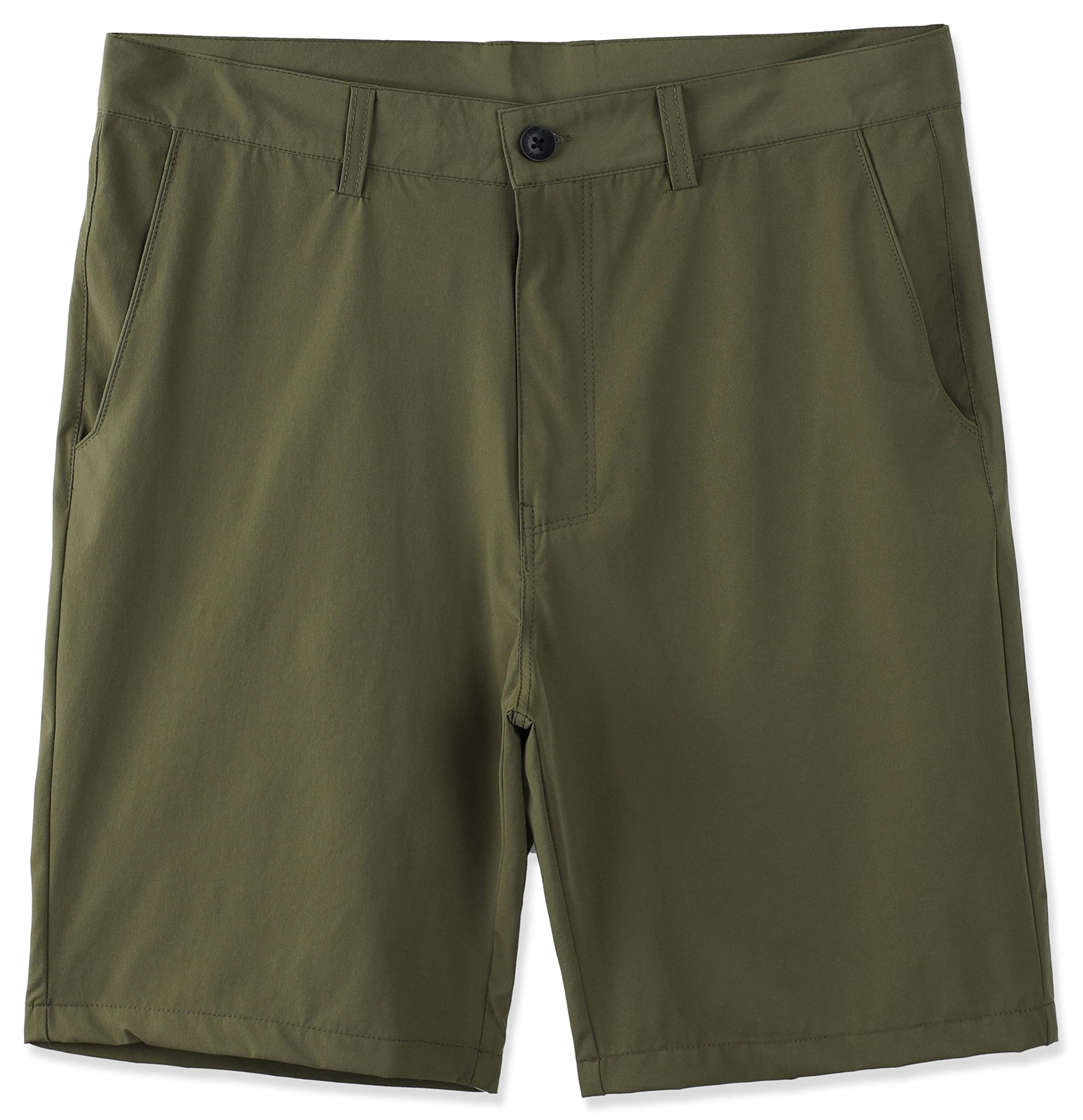 Vetemin Men's Casual Performance Quick Dry Slim Fit Workout Hiking Hybrid Dress Chino Golf Shorts Fresh Army 30