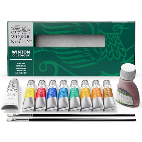Winsor & Newton Winton Oil Color Paint, Studio Set, 10 x 37ml Tubes, Blue,Red,White, 12 Piece Set