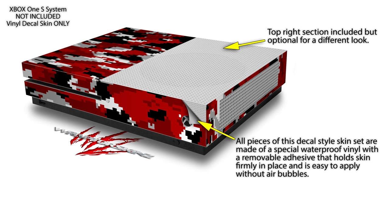 WraptorSkinz Decal Vinyl Skin Wrap Compatible with Xbox One S Console and Controllers - WraptorCamo Digital Camo Red