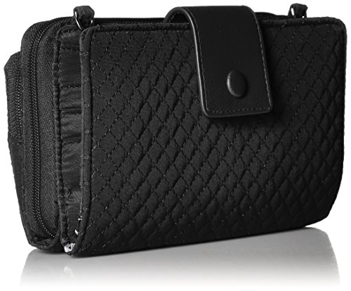 Vera Bradley Women's Microfiber Deluxe All Together Crossbody Purse With RFID Protection, Classic Black, One Size