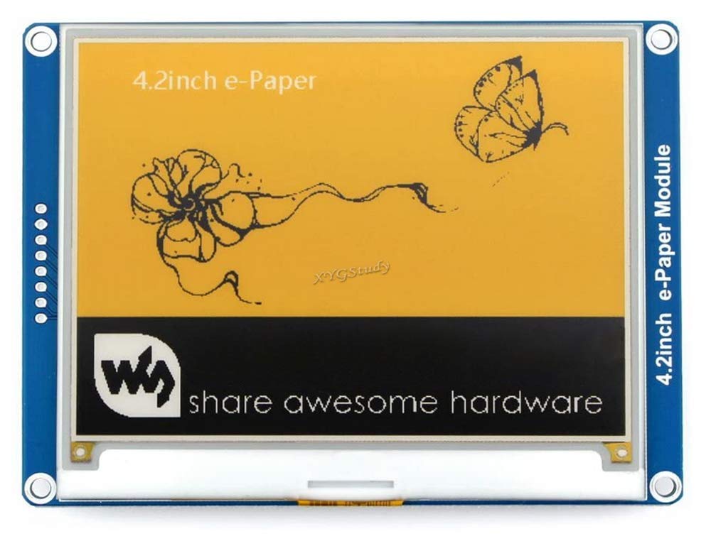 XYGStudy for Raspberry Pi Jetson Nano 4.2inch e-Paper E-Ink Display Module (C) Screen 400x300 Resolution SPI Interface Yellow/Black/White 3-Color with Embedded Controller 3.3V/5V