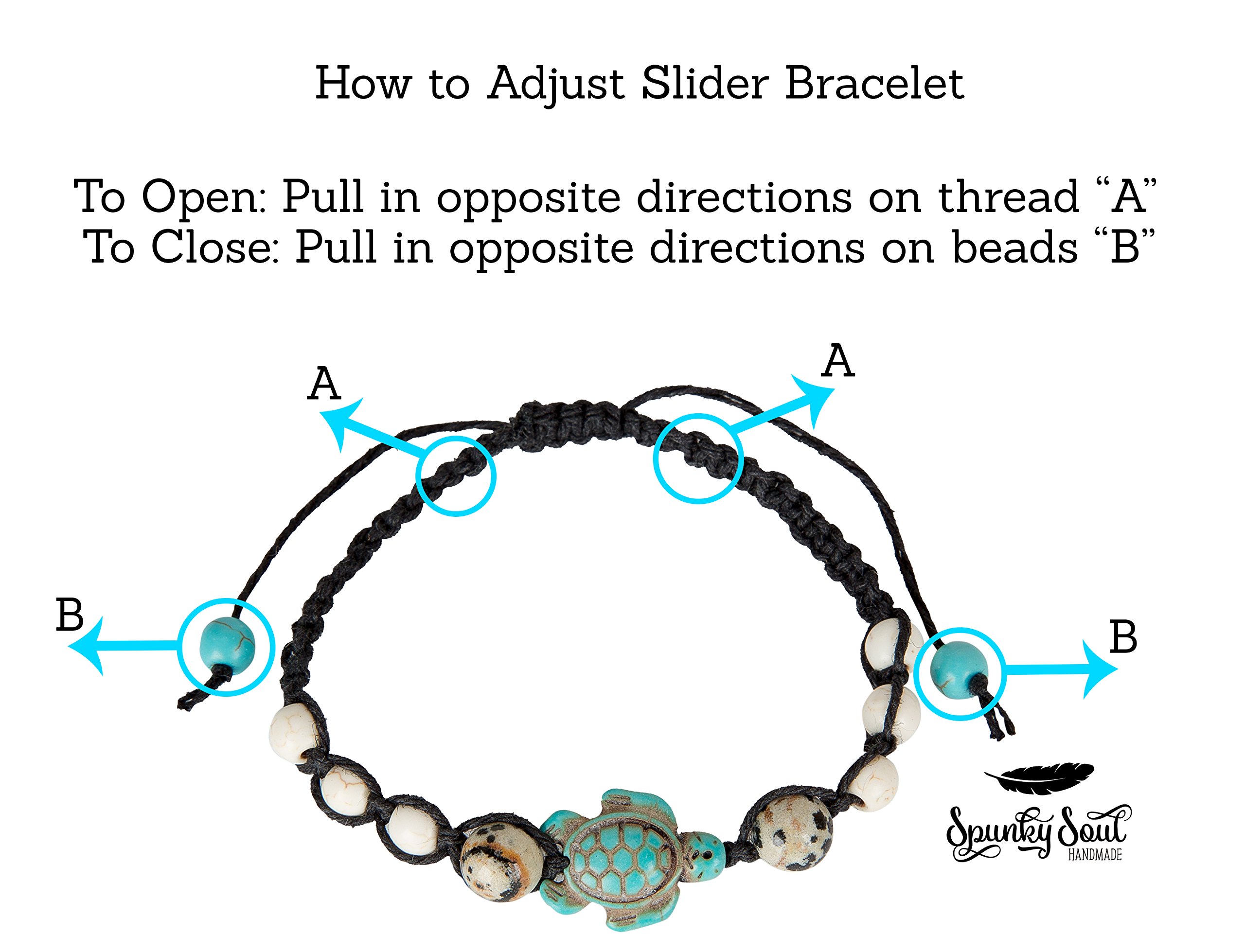 SPUNKYsoul Turtle Bracelet Set Adjustable Best Friend Couples Distance (or Anklet) Dalmatian Howlite Collection (2 Pack)