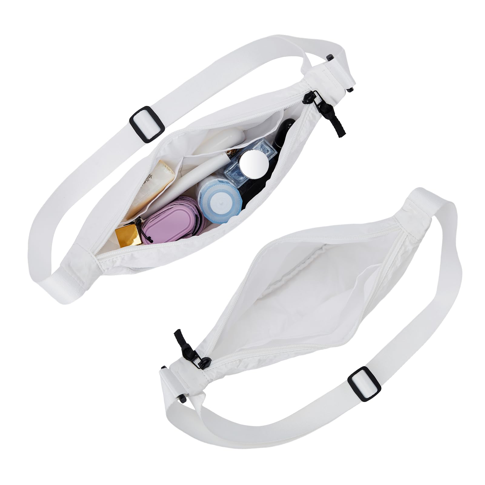 WESTBRONCO Crescent Bag Crossbody Bags for Women Trendy Small Nylon Fanny Pack Sling Hobo Bag Soft Casual, Beige