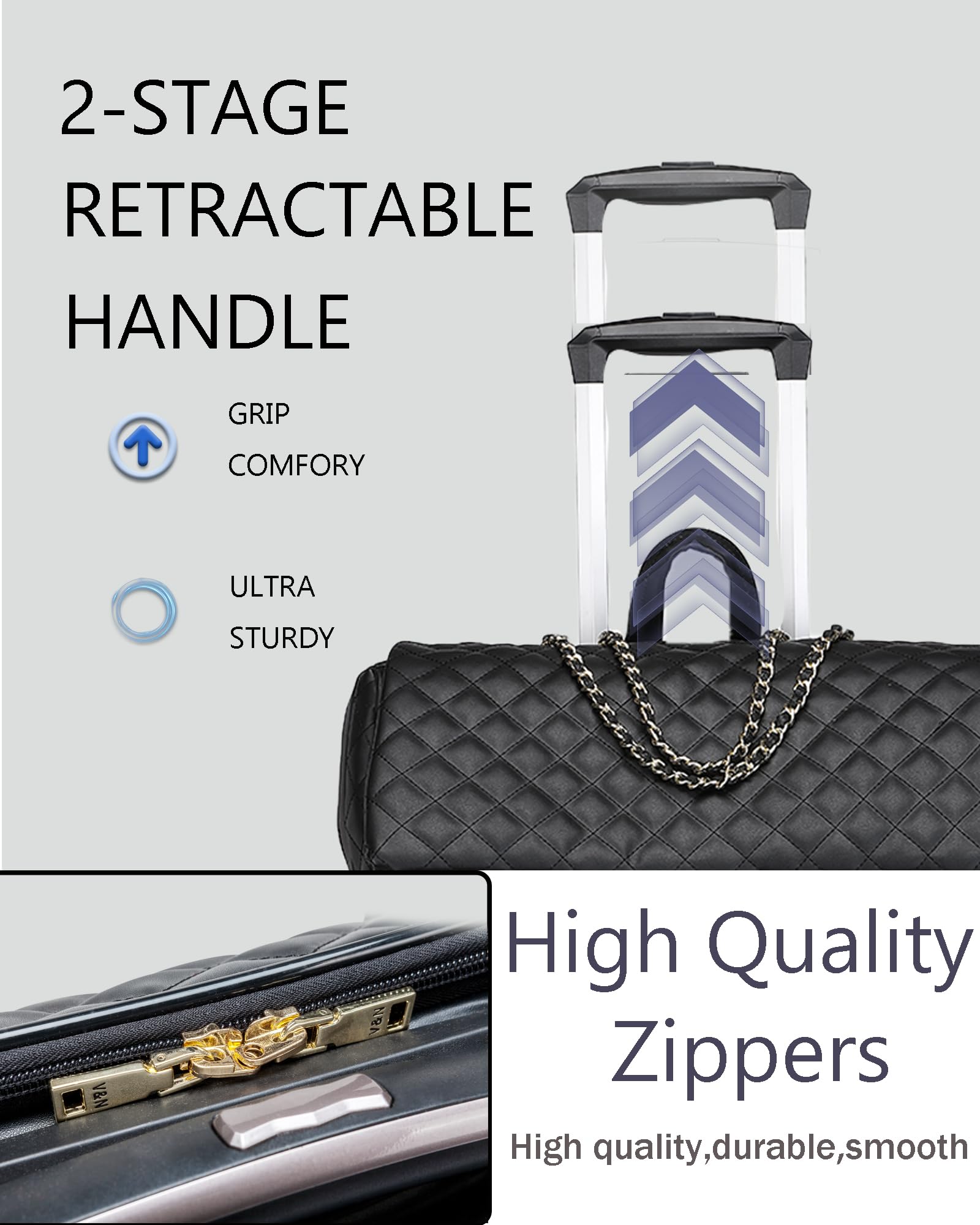 VH&GRED Elegant & Convenient Suitcases with Wheels Carry on Luggage for Travel 18-Inch Leather Suitcase with Universal Wheels…